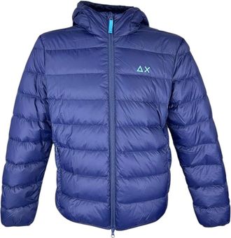 Sun 68 Homme, Vestes, Bleu, Taille: 2XL Piumino cappuccio