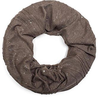 styleBREAKER écharpe ronde avec plis et étoiles éclaboussures métalliques, écharpe, tissu, unisexe 01017073, couleur:Marron chiné