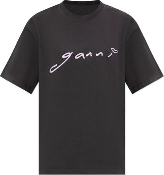 Ganni Femme, Tops, Noir, Taille: 36 FR T-Shirt Classique