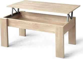 PEGANE Table basse, table de salon relevable en bois coloris ch&ecirc;ne cambrian - longueur 100 x profondeur 50 x hauteur 45/57 cm -PEGANE