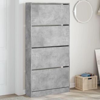 vidaXL Armoire &agrave; chaussures 4 tiroirs rabattables gris b&eacute;ton
