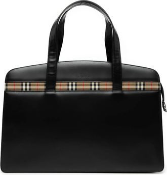 Burberry Crossbody Bags - House Check Trimmed Leather Handbag - Gr. unisize - in Schwarz - f&uuml;r Damen