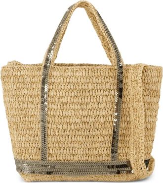 Vanessa Bruno sac à main en raphia sequins - Tons neutres