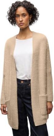 Street One 2515401 Cardigan Long en Fil de Plumes, Beige sablé, 48 Femme