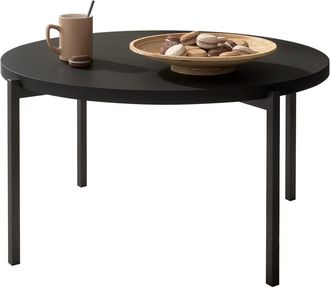 Mirjan24 Couchtische Bosir A01, Beine aus Metall, Runde Form Wohnzimmertische, Beistelltisch, Kaffeetisch, Sofatisch, Teetisch (Schwarz + Schwarz Matt)