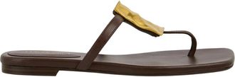 Marc Cain Femme, Chaussures, Brun, Taille: 38 EU Tongs en cuir avec d&eacute;coration