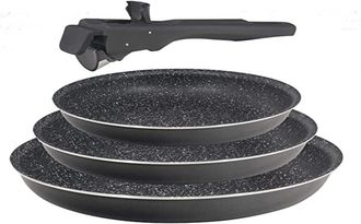 Bergner Black Edition | Bratpfannen Set | 2 Pfannen aus Gespresstem Aluminium 24 und 28 cm | Mit Ergonomischem Wechselgriff | F&uuml;r alle Herdarten Geeignet