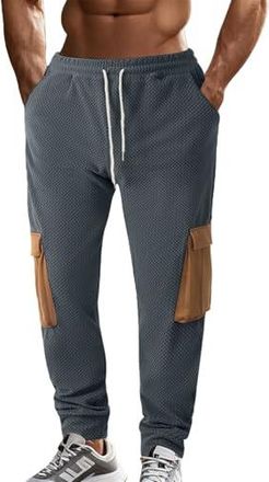 Generic Pantalon de surv&ecirc;tement l&eacute;ger en tissu extensible pour homme - S&eacute;chage rapide - Entretien facile, gris, 3XL