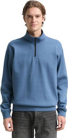 Tom Tailor Herren 1049013 Troyer Sweatshirt mit Logo-Badge, 28969-Dusty Denim Blue, L