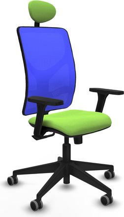 Piqueras y Crespo B&uuml;rostuhl mit Kopfst&uuml;tze, 3D-Armlehnen, h&ouml;henverstellbare Lendenwirbelst&uuml;tze und festes Kopfteil, ausgestattet mit 3 Positionen, Blau/Pistazie