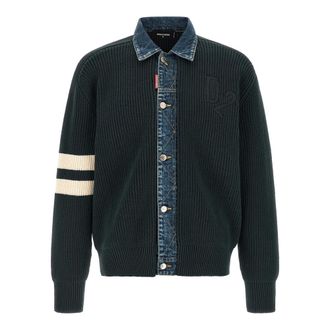 Dsquared2 Homme, Pulls, Bleu, Taille: L Denim Mix D2 Cardigan