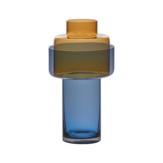 Remember Glasvase Aura Amber, aus 2 Glaskörpern, H 31 cm, Ø 17 cm - Moderne Glasvase