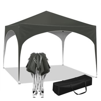 Woltu Tonnelle de Jardin 3x3m WOLTU, Tente de F&ecirc;te avec Toit en Demi-Cercle, Pliable Imperm&eacute;able, Pieds R&eacute;glables, Gris