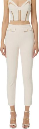 Elisabetta Franchi Femme, Pantalons, Blanc, Taille: 40 FR Double Crepe Pantalons
