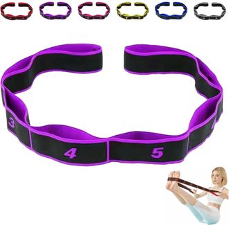Generic Fitness Resistance Band for Stretching and Yoga, Number Stretch Resistance Band with Clear Markings, 8-Section Elastic Training Bands (Purple)