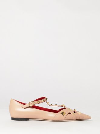 Valentino Garavani Ballerines &agrave; bride en T Studdy en peau de mouton clout&eacute;e