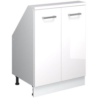 Vicco Armoire sous pente de toit Rion, blanc/blanc brillant, avec 2 portes, Vicco