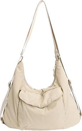 Generic Sac fourre-tout en nylon de couleur unie de grande capacit&eacute; pour femme, pour le travail, le shopping, les voyages au quotidien, blanc, 400.00x250.00x1