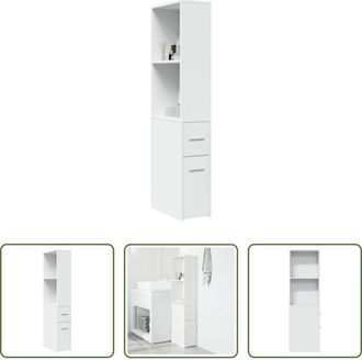 vidaXL Schrank - Badschrank Schmal mit Rollen Wei&szlig; Holzwerkstoff