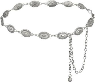 Dreshow Western Ceinture en Metal avec Concho pour Femmes Ceinture Chaine Femme Cha&icirc;ne de Taille Vintage Ajustable en Argent pour Filles pour Robes Jeans Conc