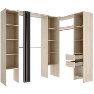 Dmora Gro&szlig;er Kleiderschrank Dindo, Schlafzimmerm&ouml;bel, Schrank, Garderobe, 234x141 h205 cm, Eiche - Dmora