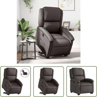 vidaXL Relaxsessel mit Aufstehhilfe Elektrisch Dunkelbraun Echtleder - Elektrostuhl - Relaxsessel - TV-Sessel - Ledersessel - Bequeme Sessel - The Living