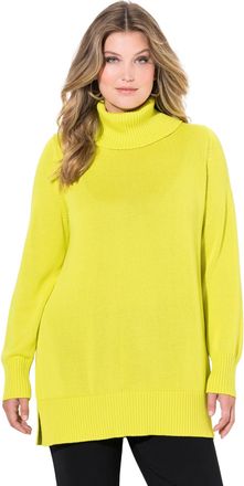 Miamoda Damen große Größen Übergrößen Plus Size Pullover, A-Linie, Rollkragen Limette 50+ 837458402-50+