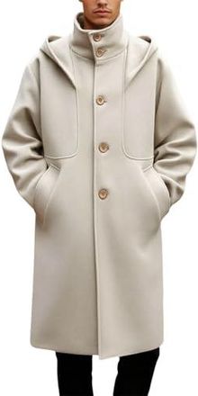 Generico Trench Homme &agrave; Capuche Moyenne Longueur et Col Haut Veste &agrave; Capuche &Eacute;paississement Homme Manteau Chaud Parka Confortable Veste de Sport Cardigan &agrave; Col