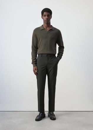 Mango Pantalon Bologna cropped slim-fit kaki - Homme - 38 - MANGO MAN