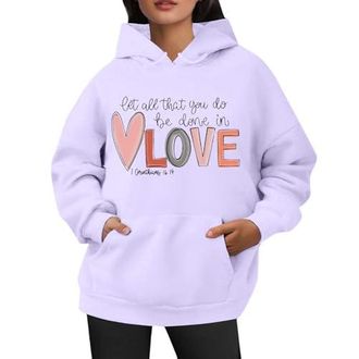 Generic Sweat &agrave; capuche imprim&eacute; Saint-Valentin 2026 pour femme, violet, XXL