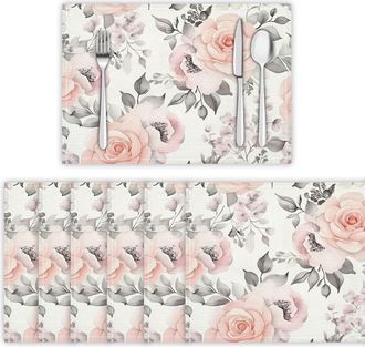 Generic Mode Einfache Pfingstrosenbl&uuml;ten Einfaches Design Platzsets 2 er Set,30x81cm Urlaub Bankett Tischsets Waschbar Platzdeckchen K&uuml;che Party Deko Hitzebes