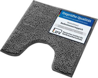 WohnDirect WC Vorleger mit Ausschnitt 45x45 cm Grau - Weiche Toilettenmatte f&uuml;r Stand-WC - Hochflor Badematte Saugstark & Bodenschonend (Versand aus DE)