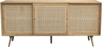 Miliboo Sideboard aus massivem Mangoholz und Rattangeflecht 3 Schiebetüren B180 cm acange