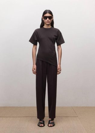 Mango T-shirt coton ajust&eacute; bas asym&eacute;trique lie de vin - Femme - XS - MANGO