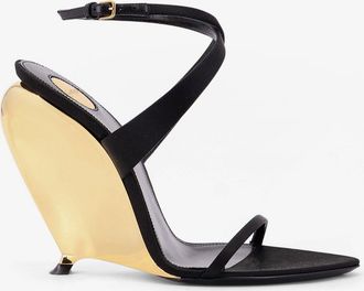 Saint Laurent Tallulah 110 satin sandals with sculptural wedge heel - SAINT LAURENT - gender_Woman