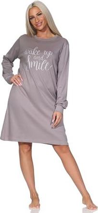 Normann Chemise de nuit &agrave; manches longues pour femme en qualit&eacute; Interlock douillette - &eacute;galement en grandes tailles, sable, 52-54