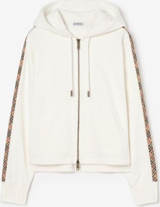 Burberry Hoodie zipp&eacute; en coton avec Check, Size: XS
