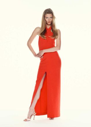 Mango Gekreuztes Halter-Kleid mit Schlitz rot - Damen - XS - MANGO