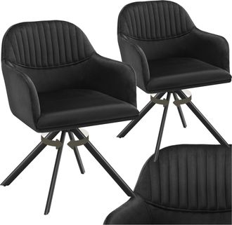 TecTake Esszimmerstuhl drehbar, Armlehnstuhl drehbar, ergonomischer Stuhl Samt, Stühle für Esszimmer, Möbel für Wohnzimmer, Arbeitszimmer, Esstisch, Schminkti