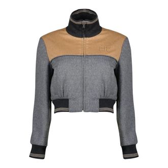 Miu Miu Velvet Zip Jacket - - Jackets - Damen - Grau - S