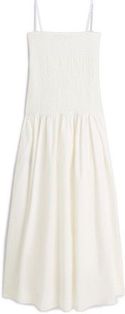 Tommy Jeans Tr&auml;gerkleid TJW SMOCK FABRIC MIX MAXI DRESS Baumwolle, gesmoktes Oberteil, schmale Tr&auml;ger