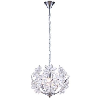 Globo Lighting Pendelleuchte H&auml;ngeleuchte Bl&auml;tterleuchte Deckenpendel Blumen Design, Acryl, Chrom, dimmbar Fernbedienung, 1x RGB LED 8,5W 806Lm warmwei&szlig;, DxH 34x87 c