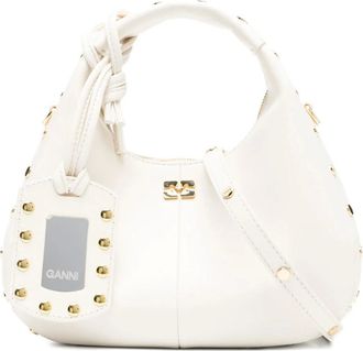 Ganni Femme, Sacs, Blanc, Taille: ONE Size Mini Sac Hobo &agrave; Clous