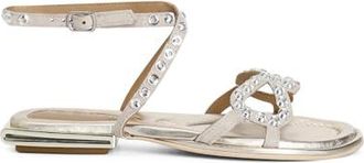 Caf&egrave;noir Sandales Gilda En Daim Orn&eacute;es De Strass, Pour Femme, Couleur Beige, Taille 37