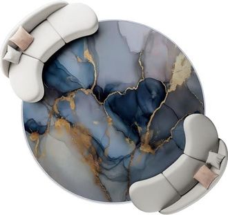 Generic Bleu Marine Tapis Rond Lavable, Motif Luxe Encre &Agrave; Alcool Marbre pour Enfants Salon Chambre &agrave; Coucher Salle &agrave; Manger ou Salle de Jeux Tapis Doux et Mo