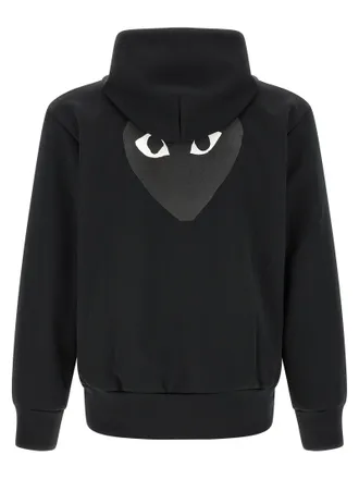 Comme Des Gar&ccedil;ons Heart-Embroidered Polyester Hoodie - Black