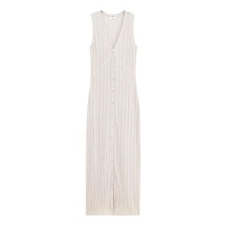Filippa K Spitze Knopf Midi Kleid Leicht Luftig - - Dresses - Damen - Wei&szlig; - L