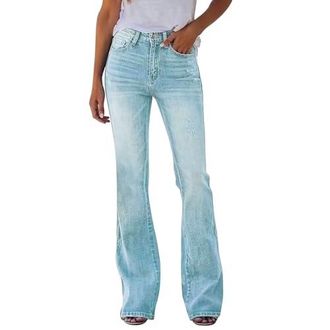 Generic Jean skinny pour femme - Taille haute - Vintage - Jambes larges - Coupe ajust&eacute;e - Pantalon de loisirs avec poches - Pantalon Bootleg - Jean stretch sk