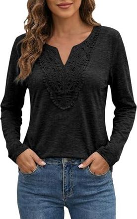 Generic Robe boh&egrave;me 2026 pour femme, style boh&egrave;me, chemise &agrave; manches longues avec col &eacute;l&eacute;gant, chemisier fluide et d&eacute;contract&eacute;, tunique pour tous les jours, N