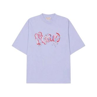 Marni Lila Logo Baumwoll T-Shirt - - Tops - Herren - Lila - XL